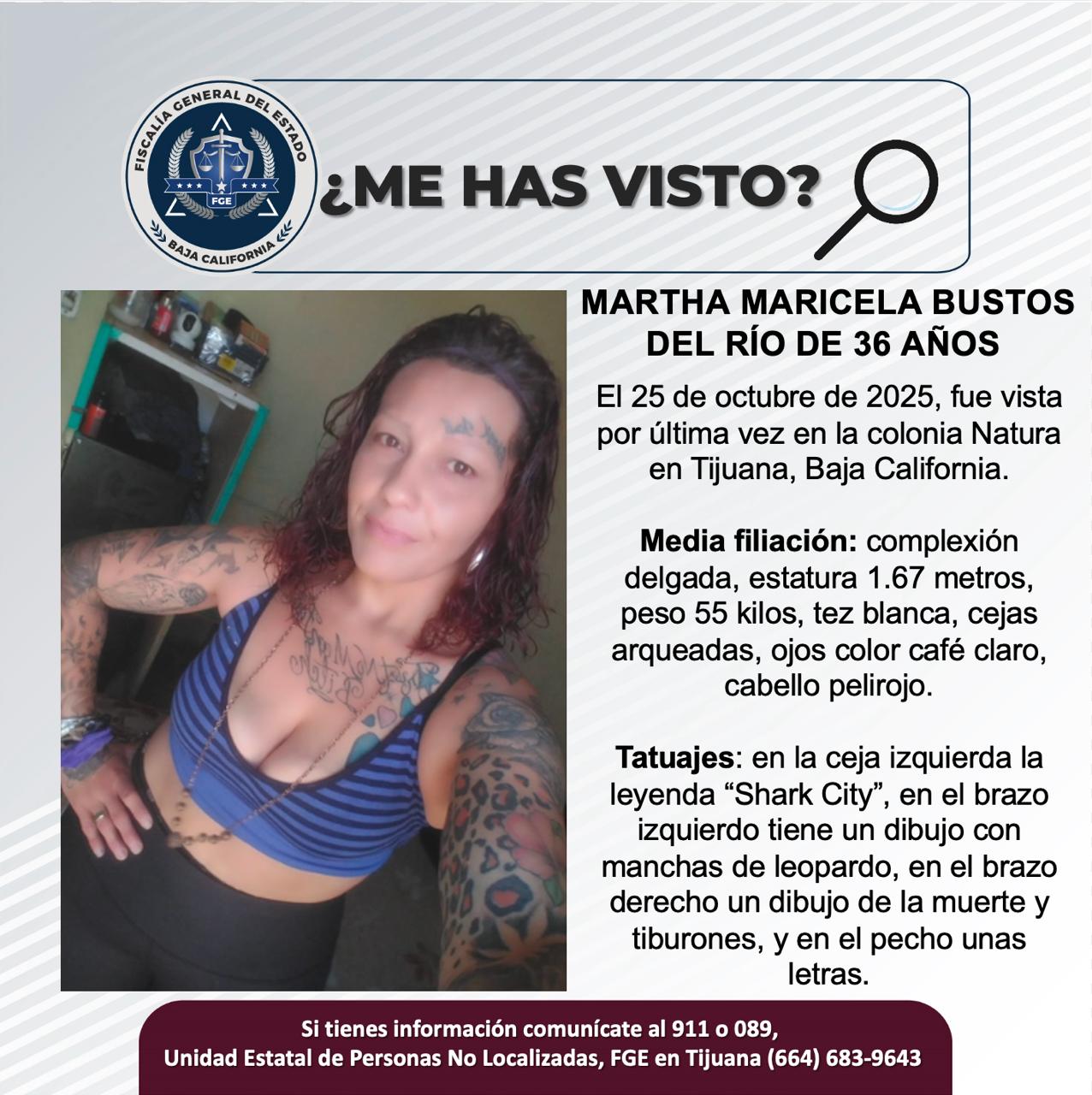 PESQUISA DE MARTHA MARICELA BUSTOS DEL RÍO DE 36 AÑOS - Tijuana Última Hora