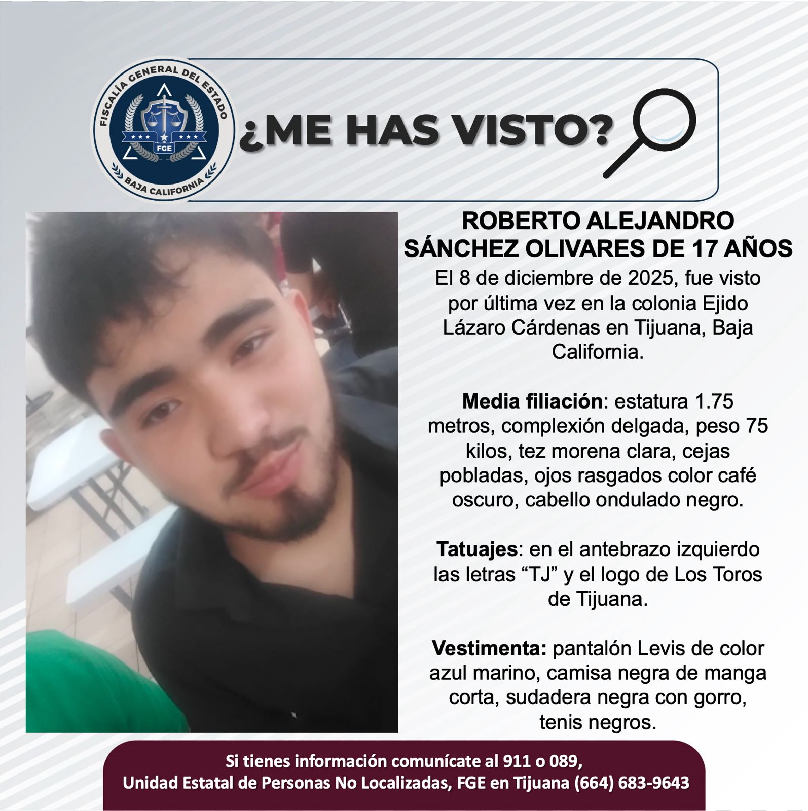 PESQUISA DE ROBERTO ALEJANDRO SÁNCHEZ OLIVARES DE 17 AÑOS - Tijuana ...